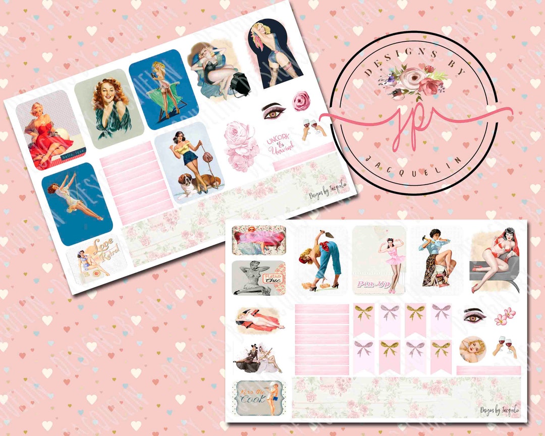 2 Sheets of Printed Pinup Pin-up Girls Planner Stickers for - Etsy