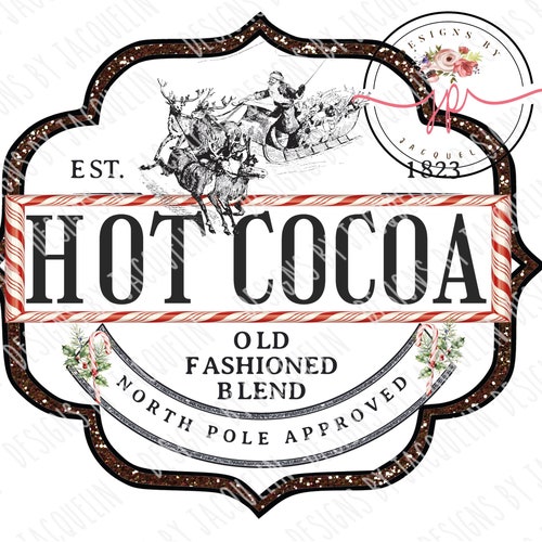Hot Cocoa Christmas Sign Digital Christmas Candy Red Mug - Etsy