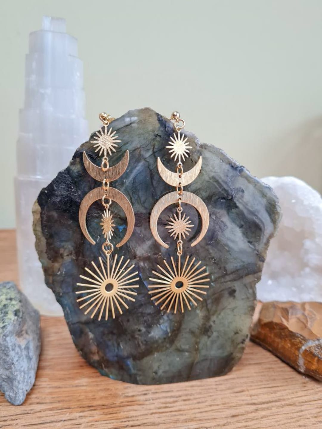 Large Dangle Statement Earring Brass Earrings Large Gold Statement Long ...