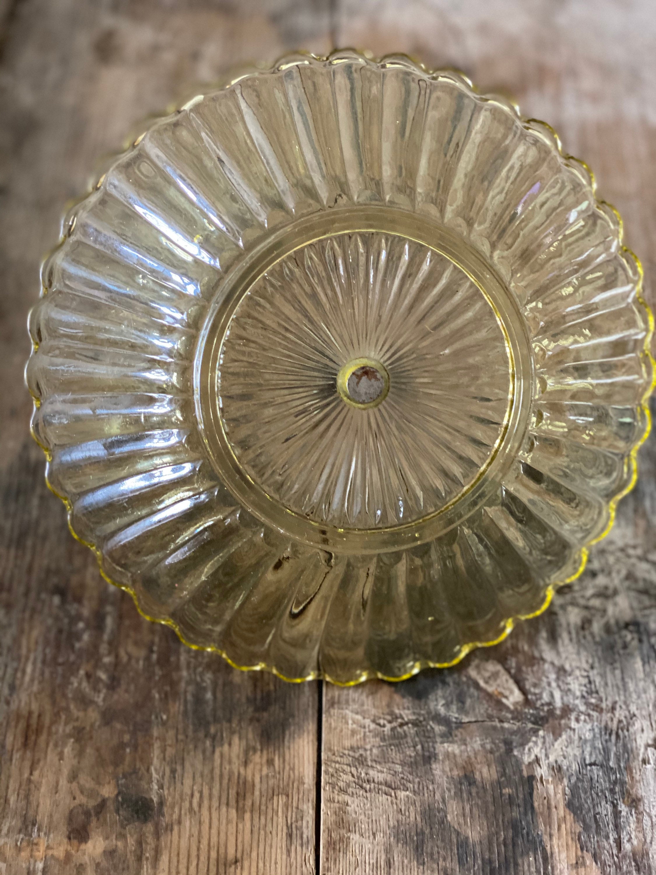 Vintage Yellow Glass Cake Plate / Serving Dish - Etsy