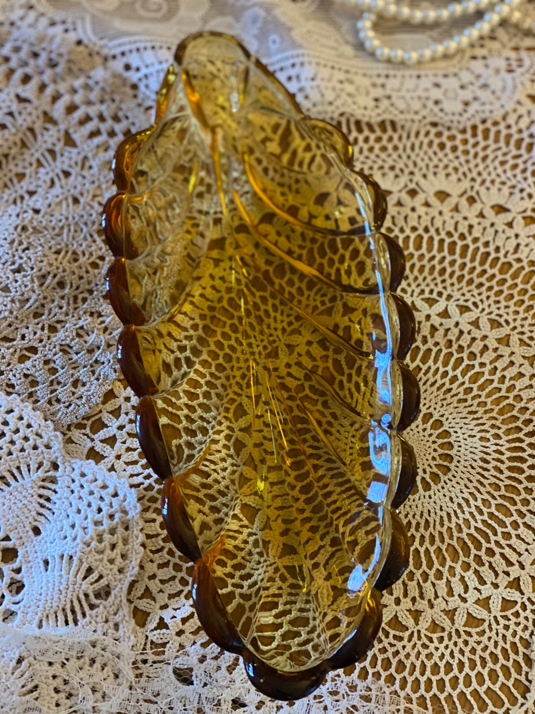 Vintage Amber Glass Dish / Amber Glass Homeware / Amber Glass Catch All ...