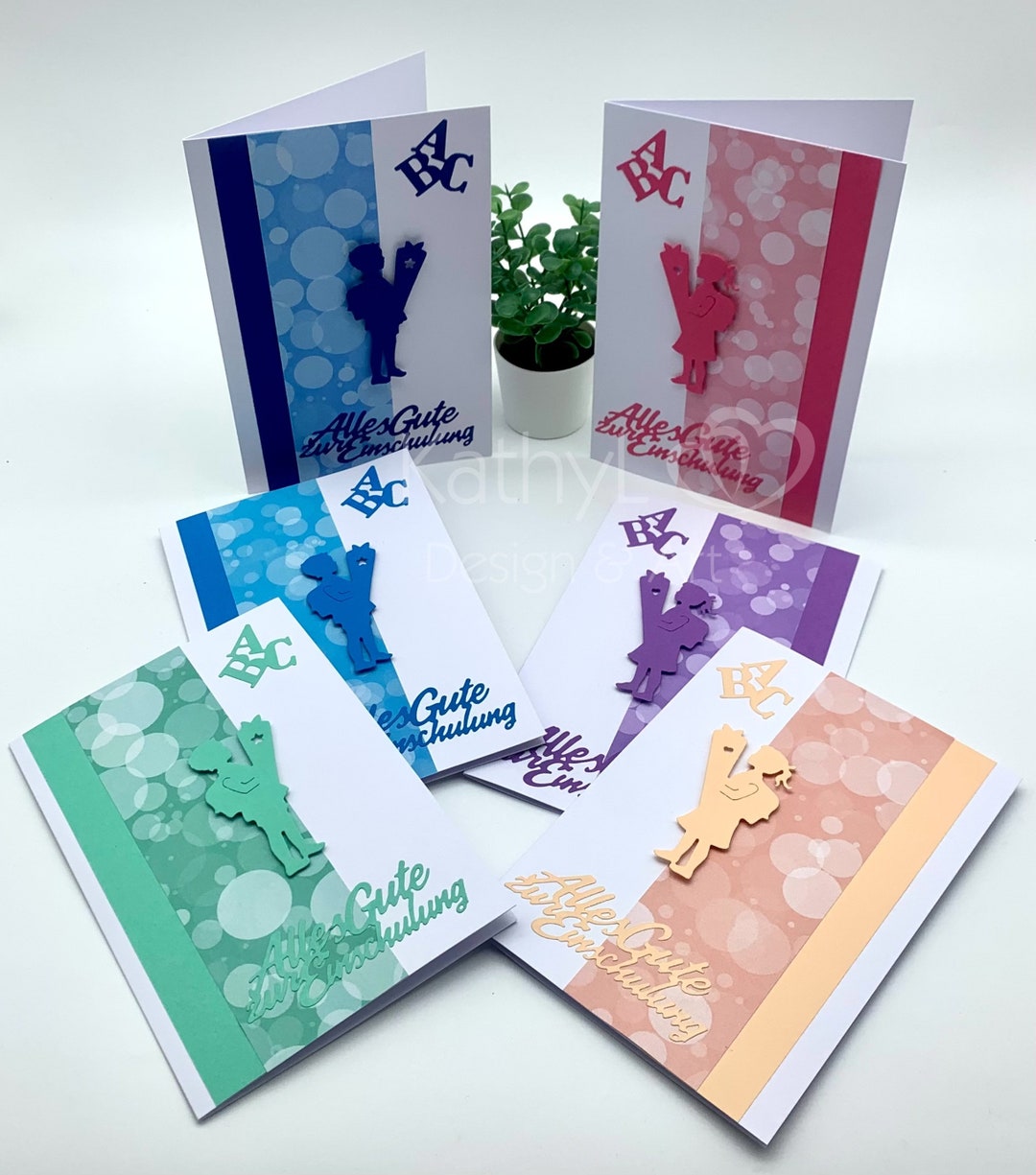 Congratulations Card for School Enrollment boy With School Cone or girl ...