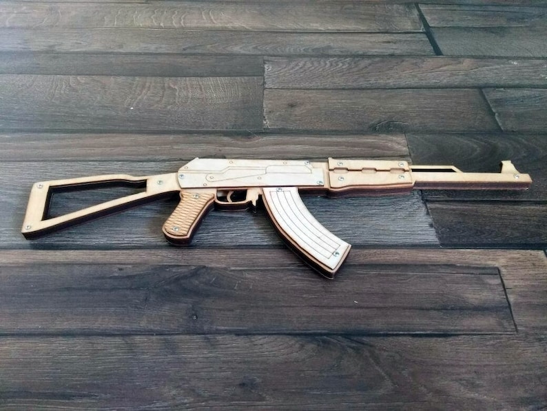 Rubber band gun AK-47. Wooden Toy for Men | Etsy