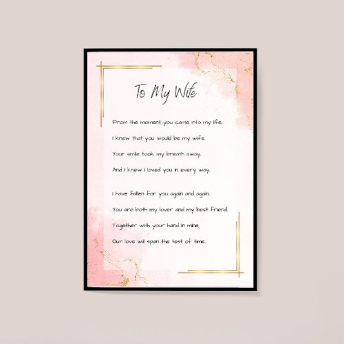 To My Wife Poem - A4 Poem Print - Love Print - Wife Poem - Wedding Poem ...
