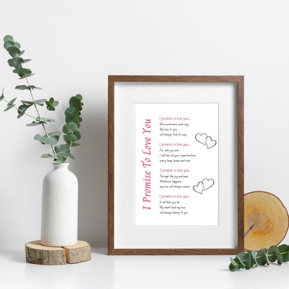 I Promise to Love You A4 Poem Print Digital Download - Etsy