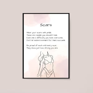Scars - Body Positive Poem - A4 Mental Health Poem Print - Body Image ...