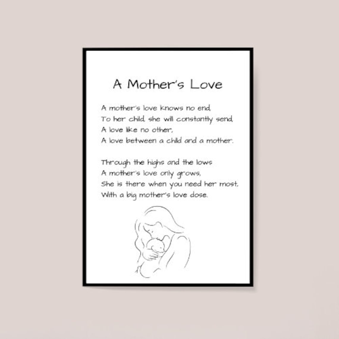 A Mother's Love - A4 Poem Print - Digital Download - Mother's Day Gift ...