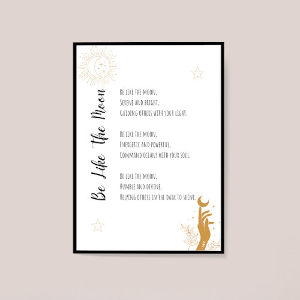 Be Like the Moon, A4 Print, Digital Download, Printable Poem Art, Wall ...