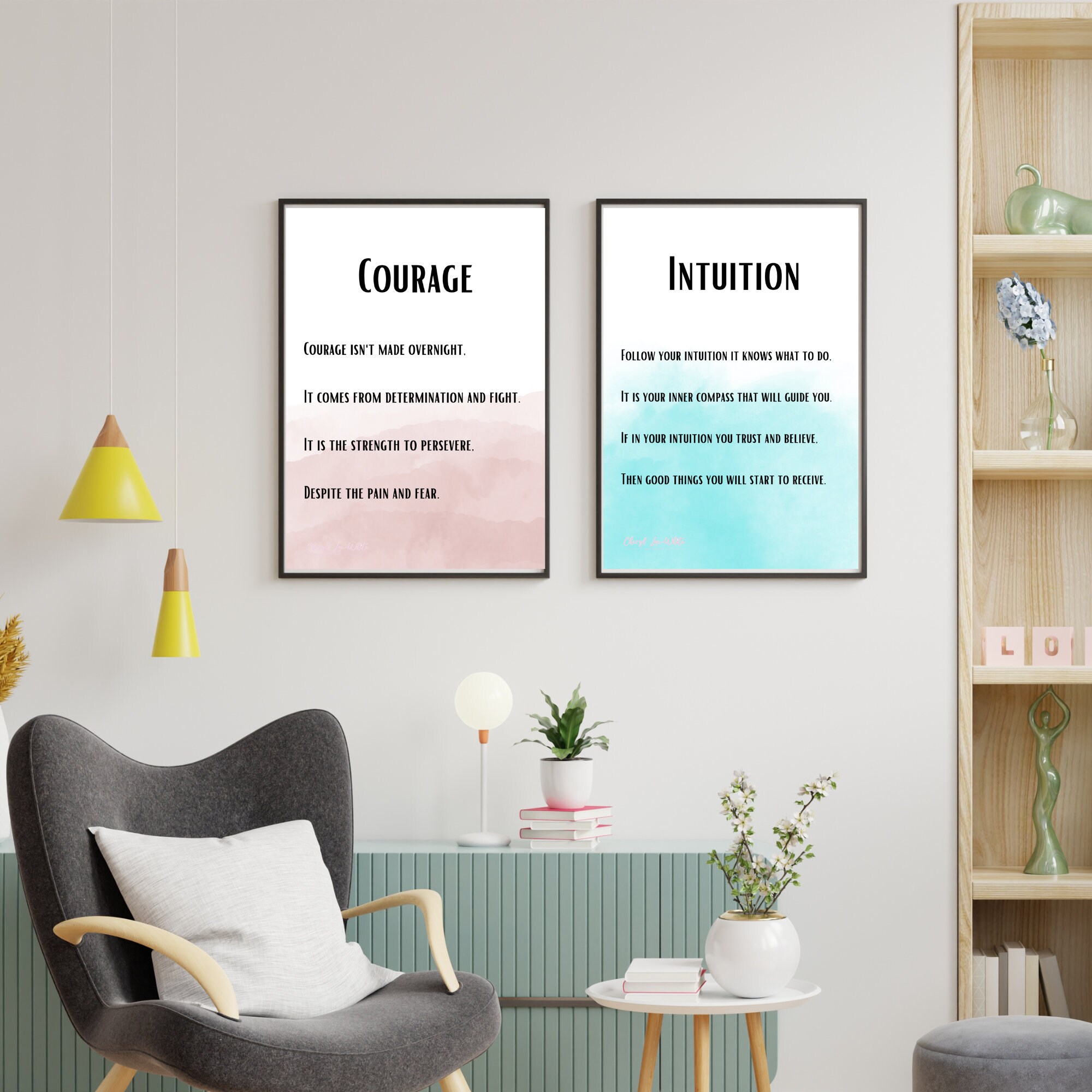 2 X A5 Poem Wall Art Digital Download - Intuition & Courage - Poem ...