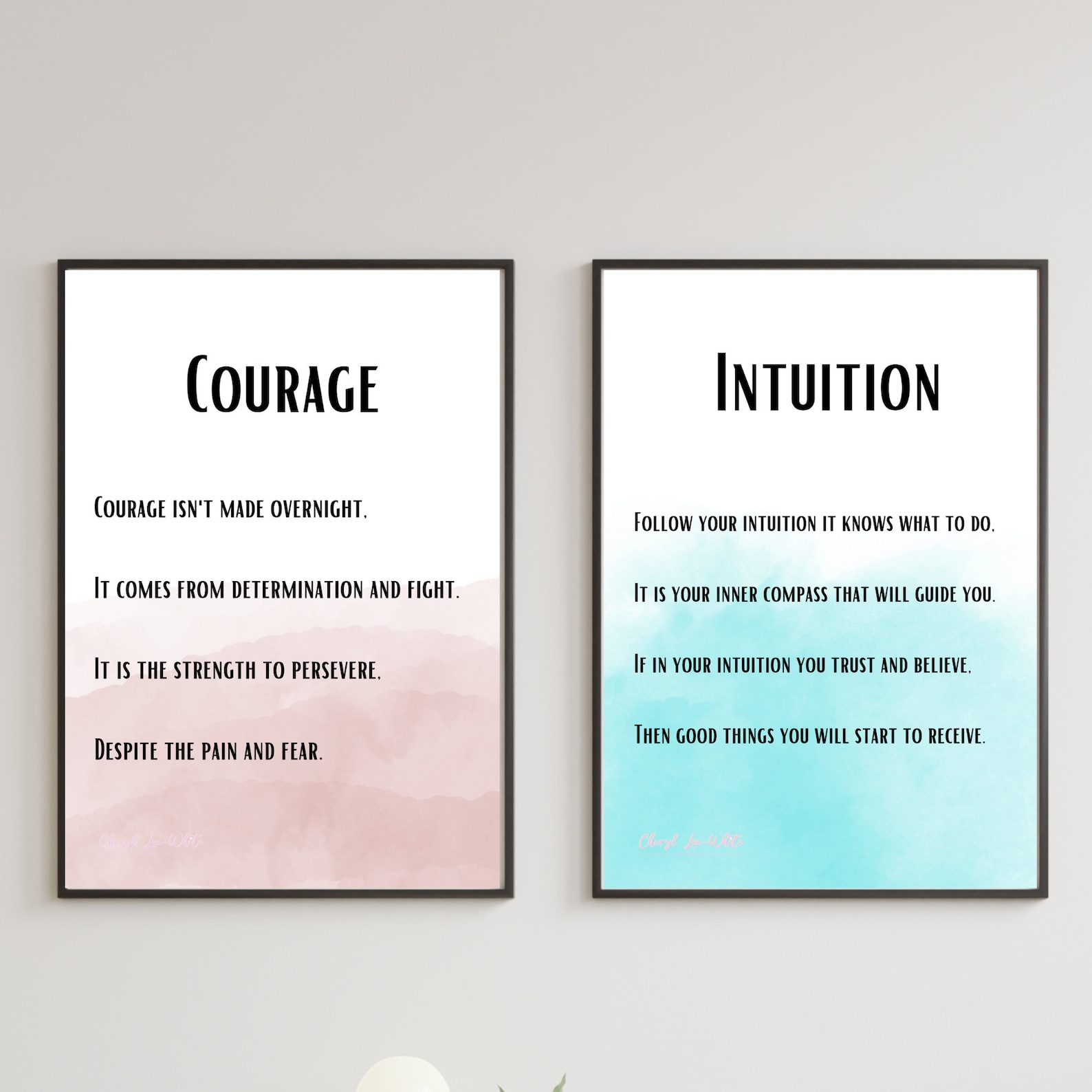 2 X A5 Poem Wall Art Digital Download - Intuition & Courage - Poem ...