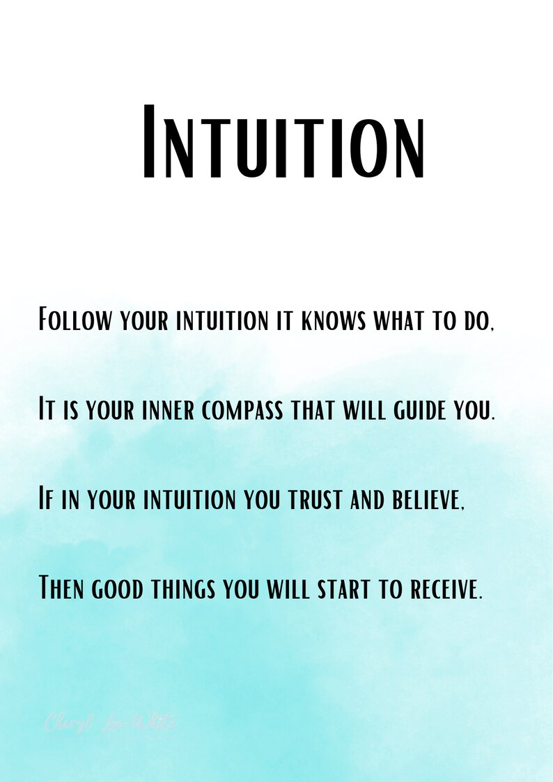 2 X Poem Wall Art Digital Download - Intuition & Courage - A4 Poem ...