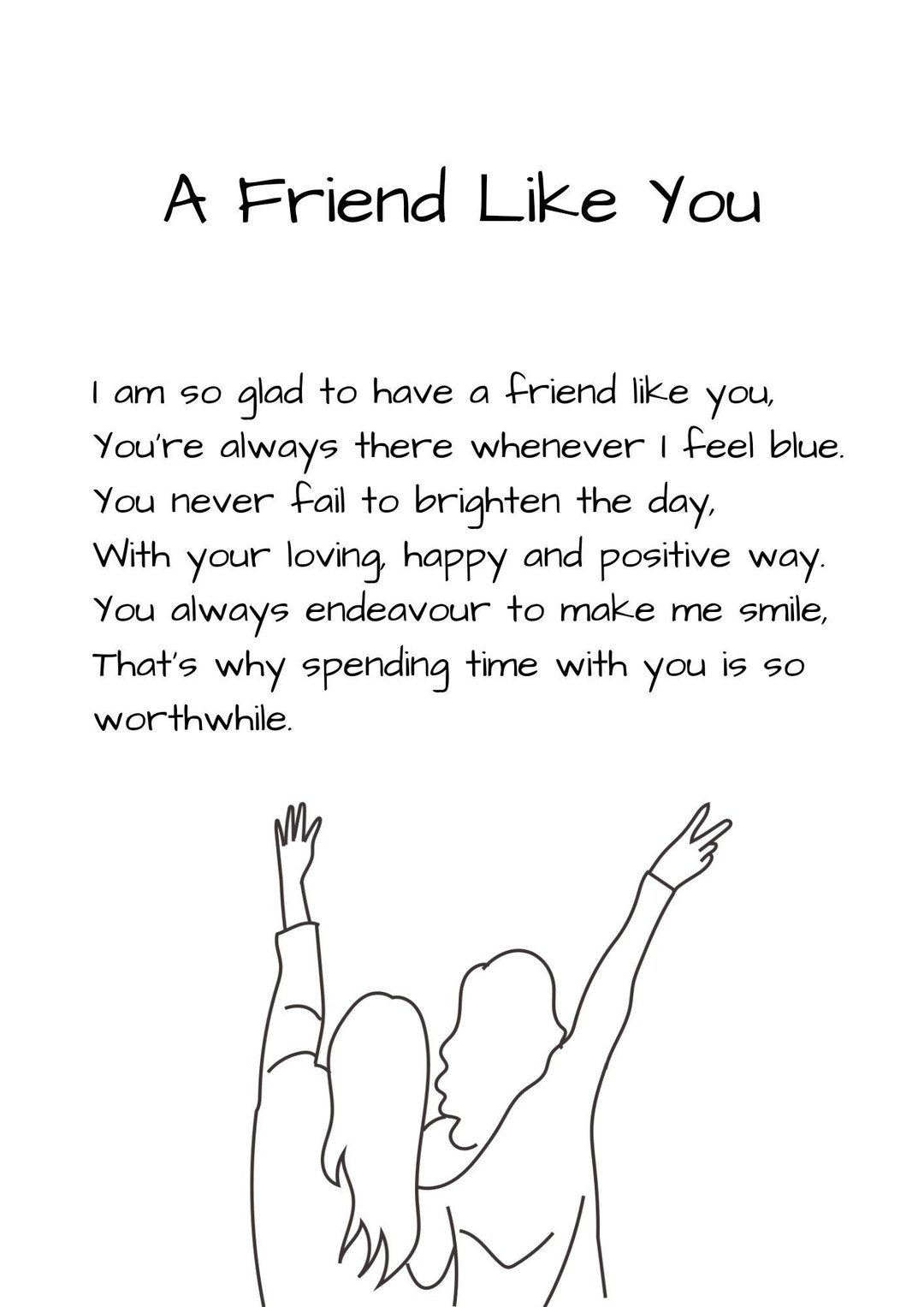 A Friend Like You A4 Poem Print Digital Download Friendship Gift Best ...