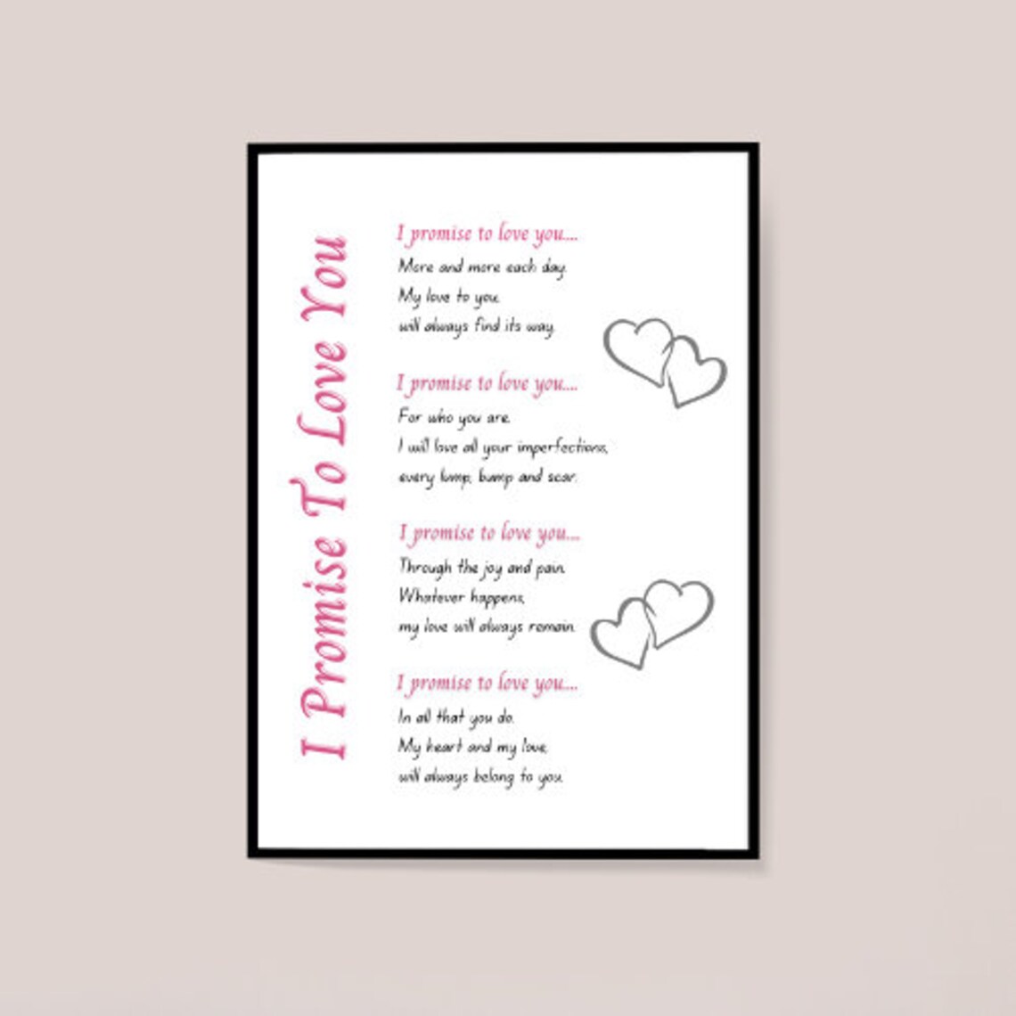 I Promise to Love You A4 Poem Print Digital Download Anniversary Gift ...
