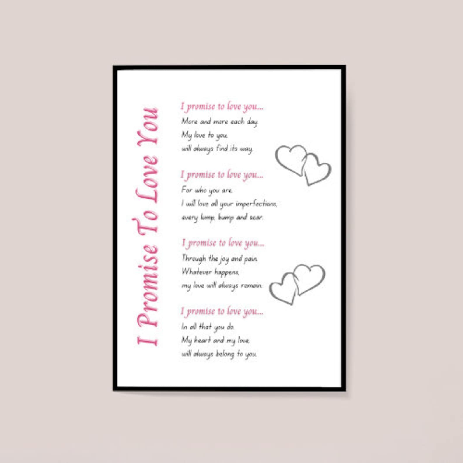 I Promise to Love You A4 Poem Print Digital Download Anniversary Gift ...
