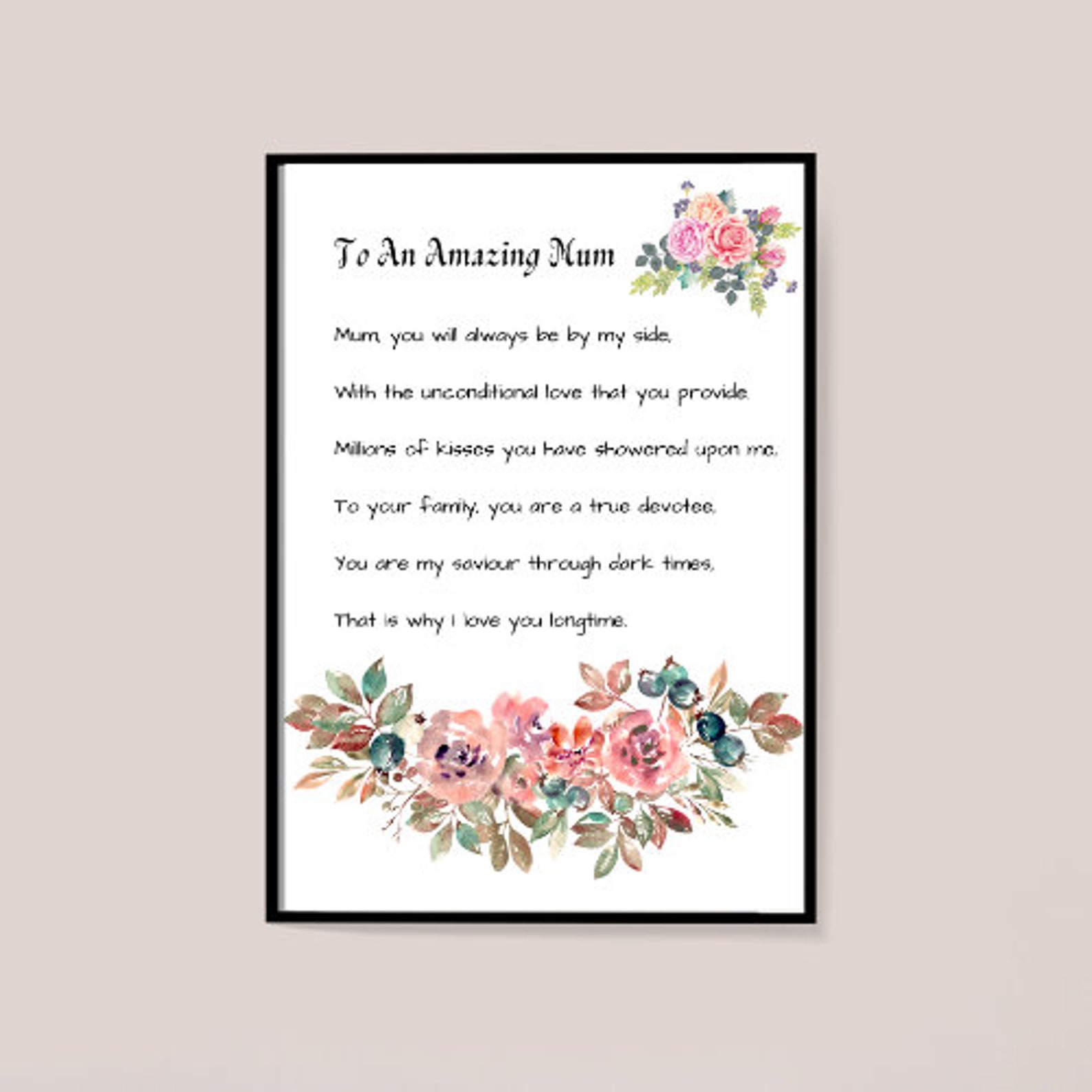 Amazing Mum Poem, A4 Print, Digital Download, Mothers Day Gift ...