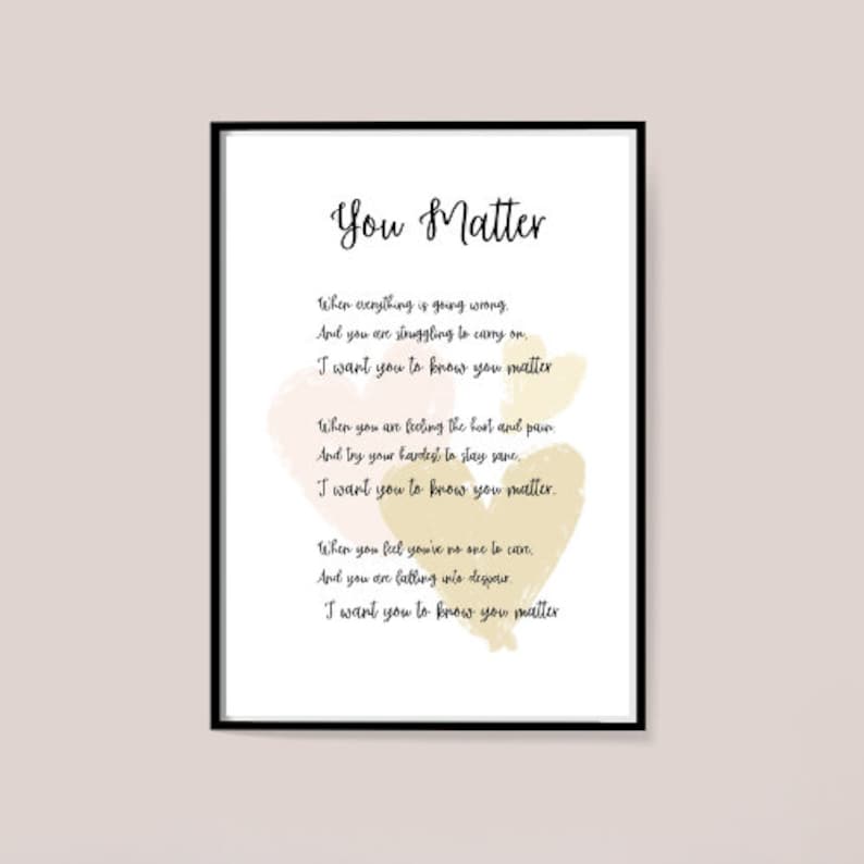 You Matter - A5 Mental Health Poem Print - Mental Health Poster ...