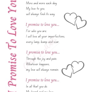 I Promise to Love You - A4 Poem Print - Digital Download - Anniversary ...