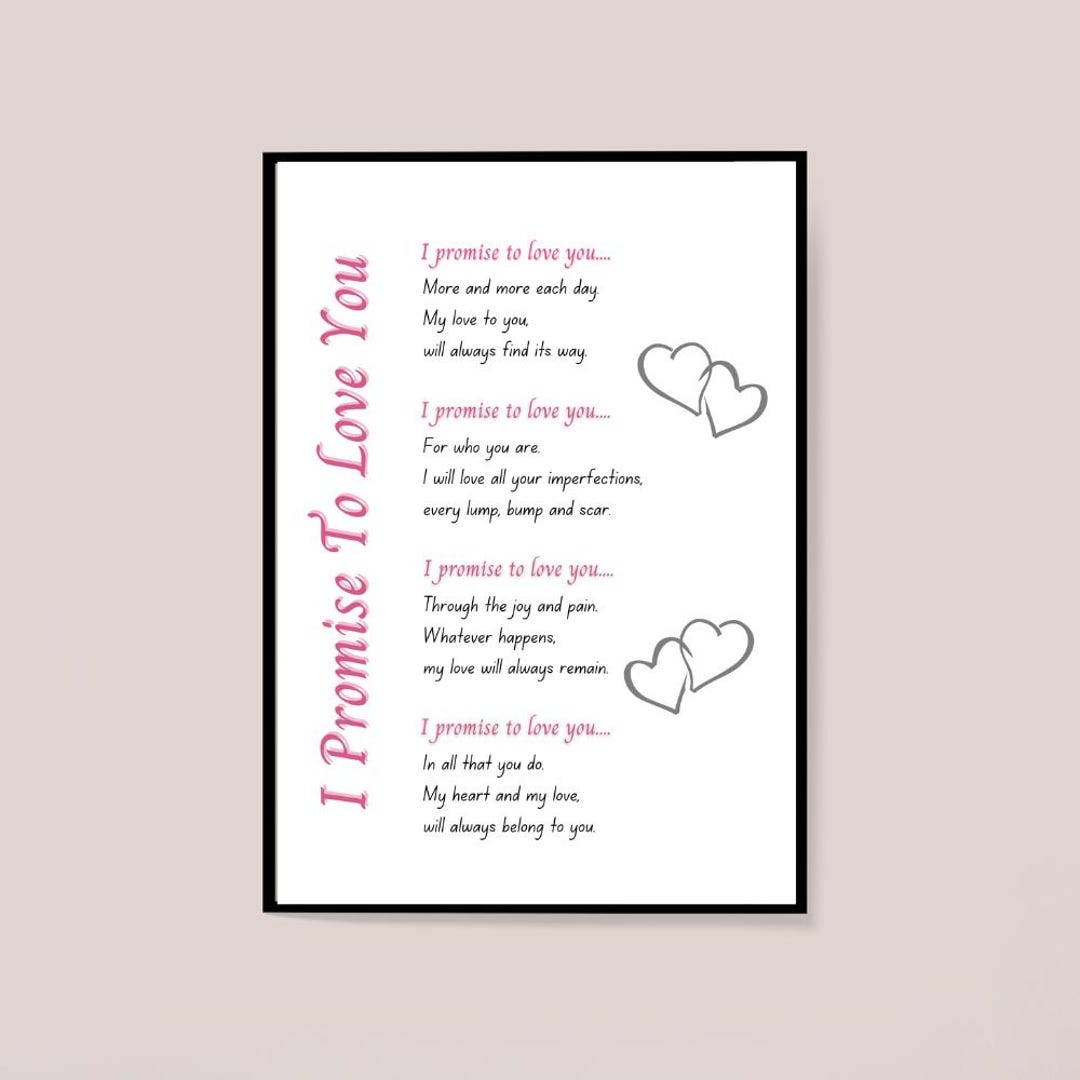I Promise to Love You - A4 Poem Print - Digital Download - Anniversary ...