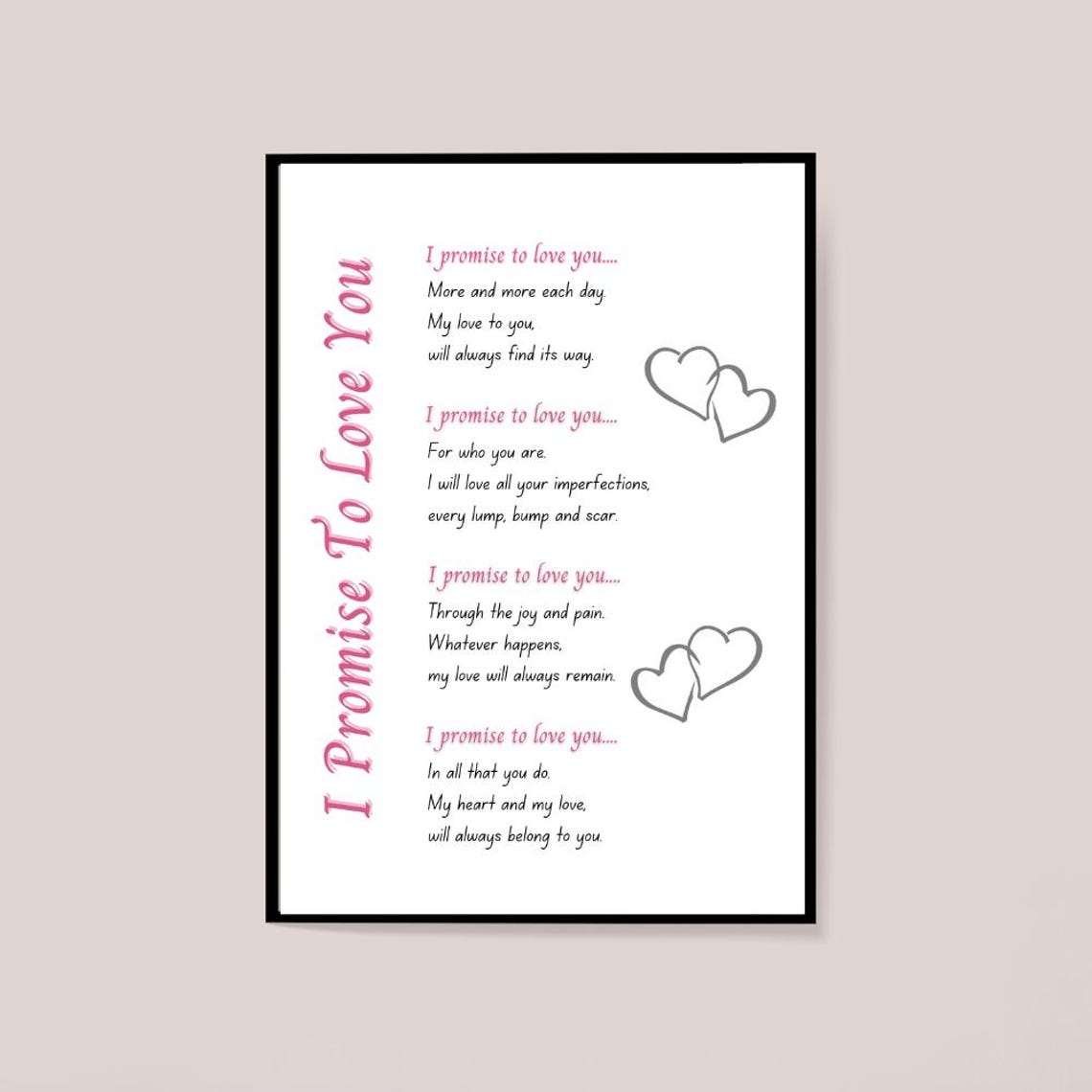 I Promise to Love You - A4 Poem Print - Digital Download - Anniversary ...