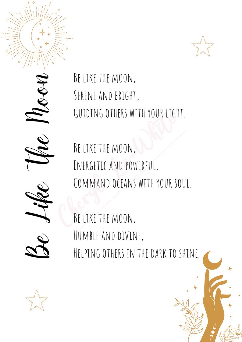Be Like the Moon, A4 Print, Digital Download, Printable Poem Art, Wall ...