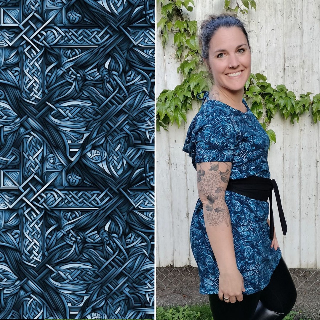 Jersey "tuonela" Fabric Celtic Rune Knot Blue Silver 50 Cm Each - Etsy