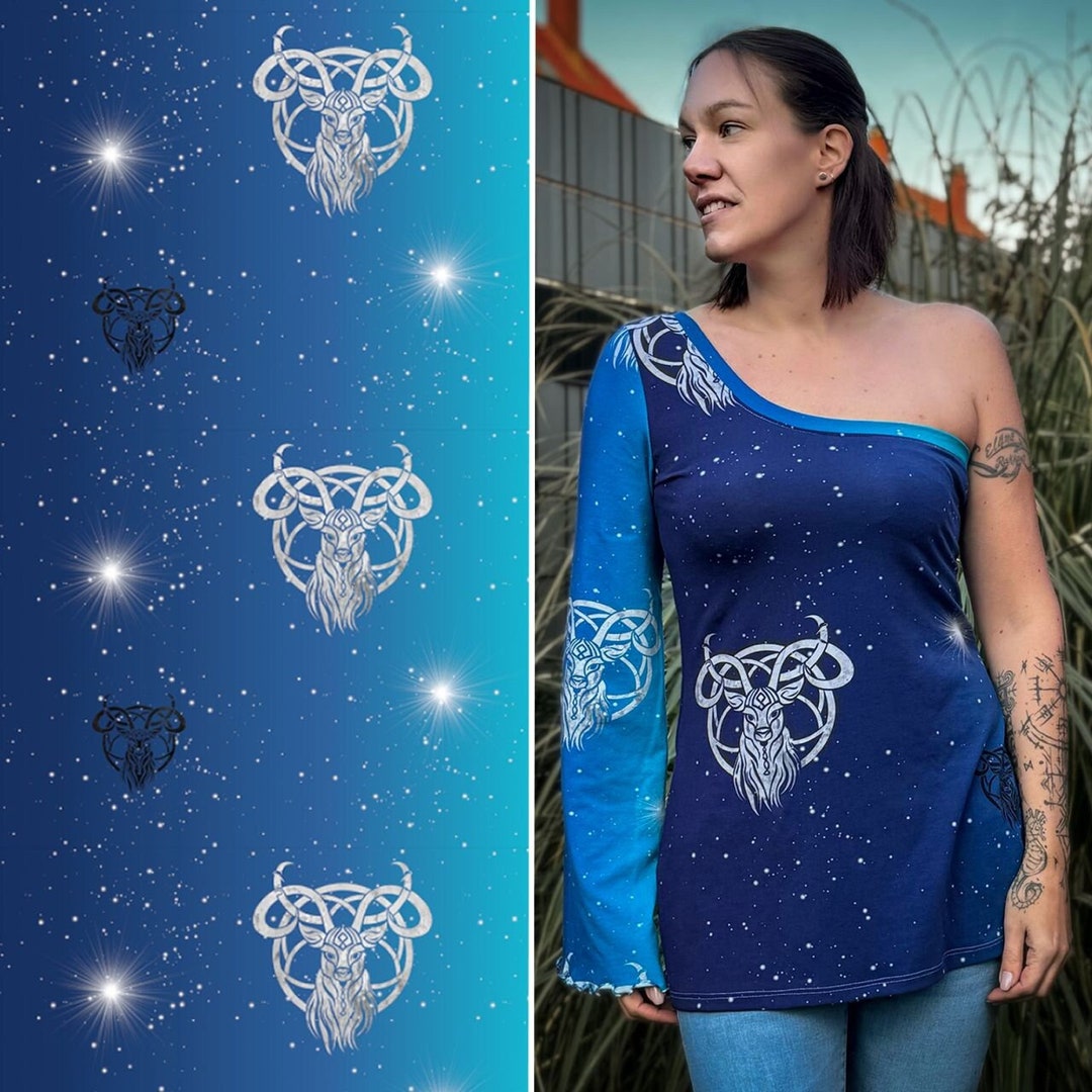 Jersey Deer Stars star Deers Gradient Fabric Blue 50 Cm Each - Etsy
