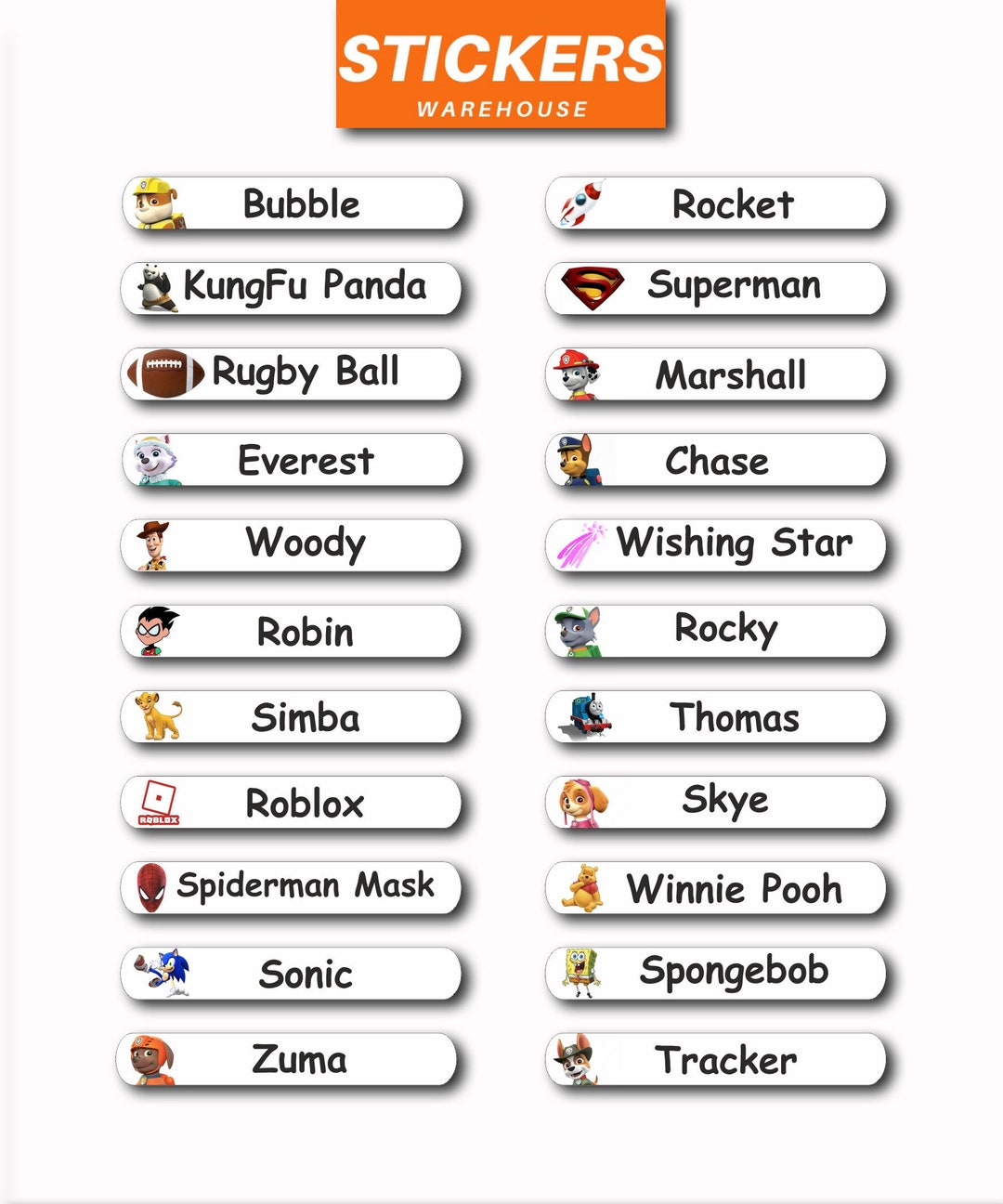 50 Custom Name Stickers Personalised Name Labels With Image Stickers ...