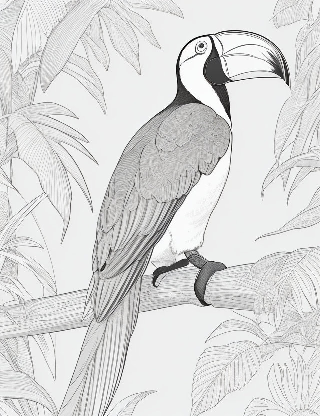 Rainforest Toucan Flying Coloring Pages