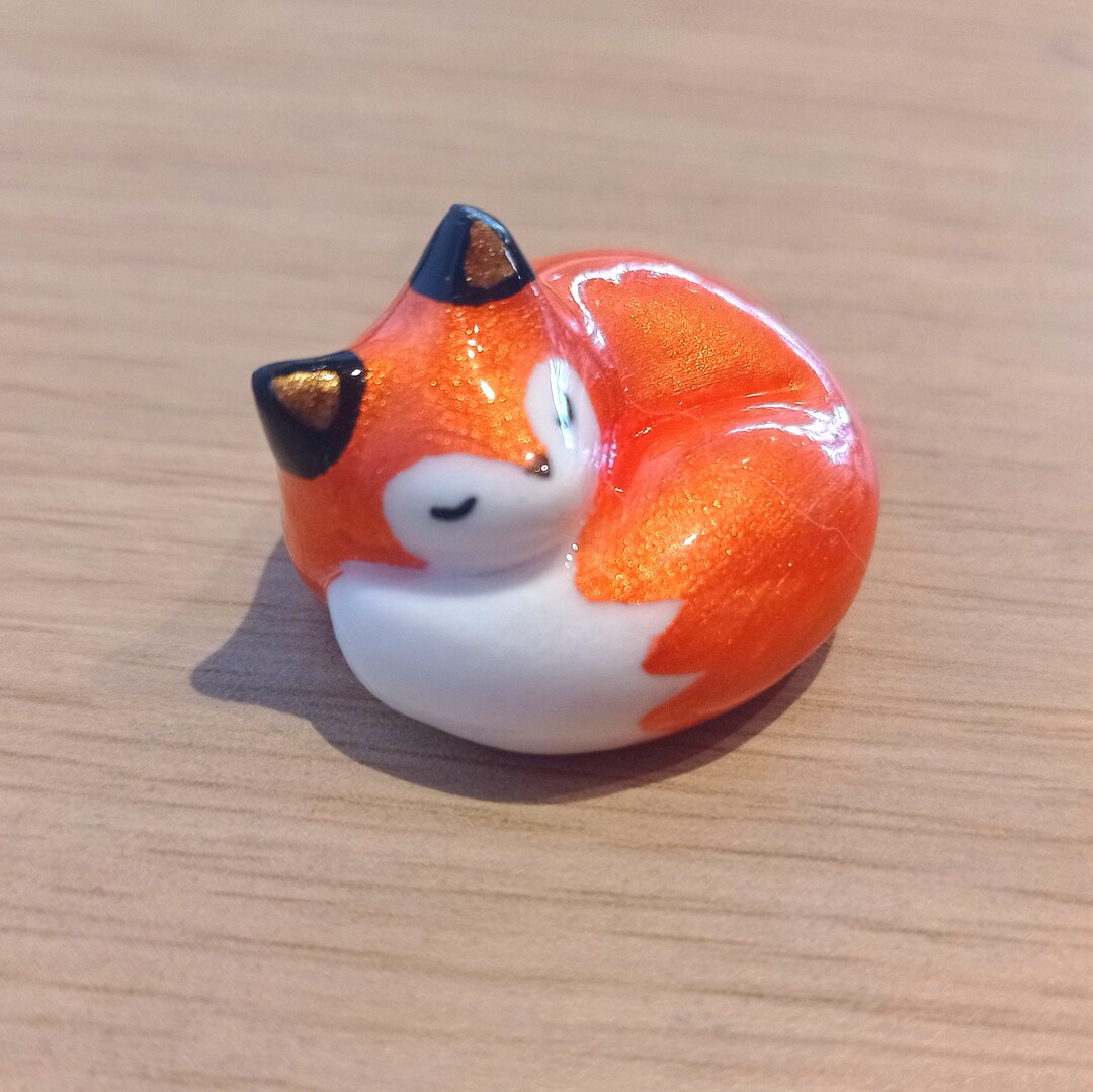 Sleeping Iridescent Red Fox Figurine Miniature Sculpture - Etsy