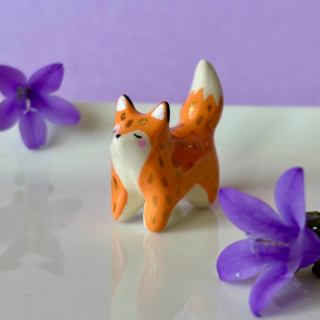 Miniature Red Fox Figurine Animal Sculpture Small Gift Handmade ...
