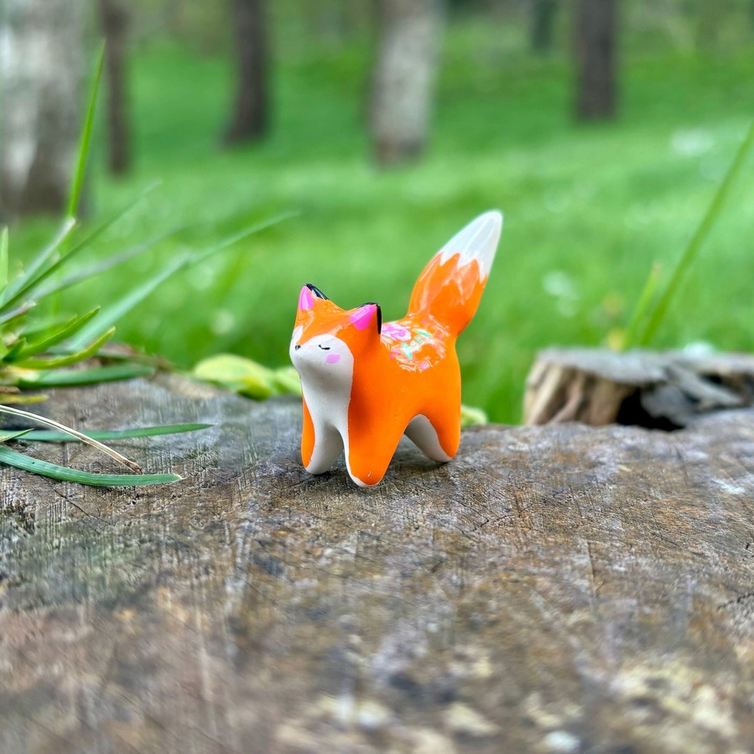 Miniature Red Fox Figurine Animal Sculpture Small Gift Handmade ...