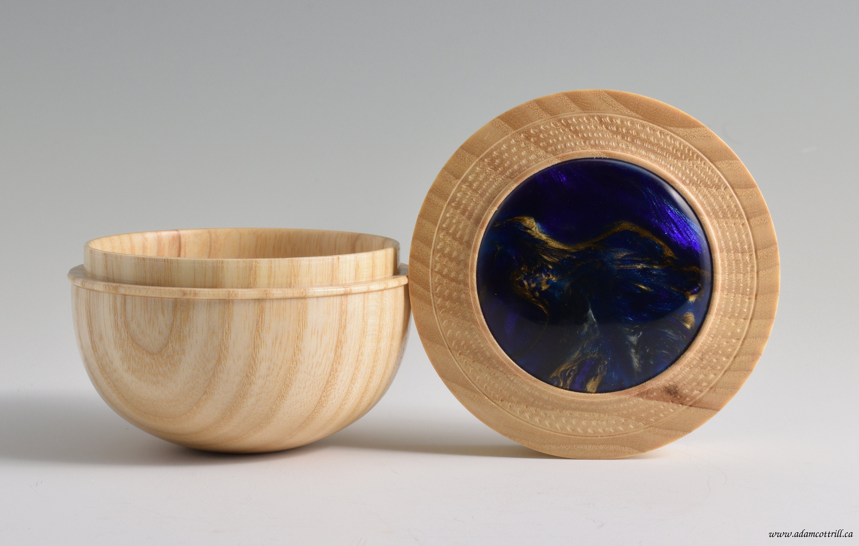 Handmade Turned White Ash Keepsake Box With Pearlescent Inlay | Etsy