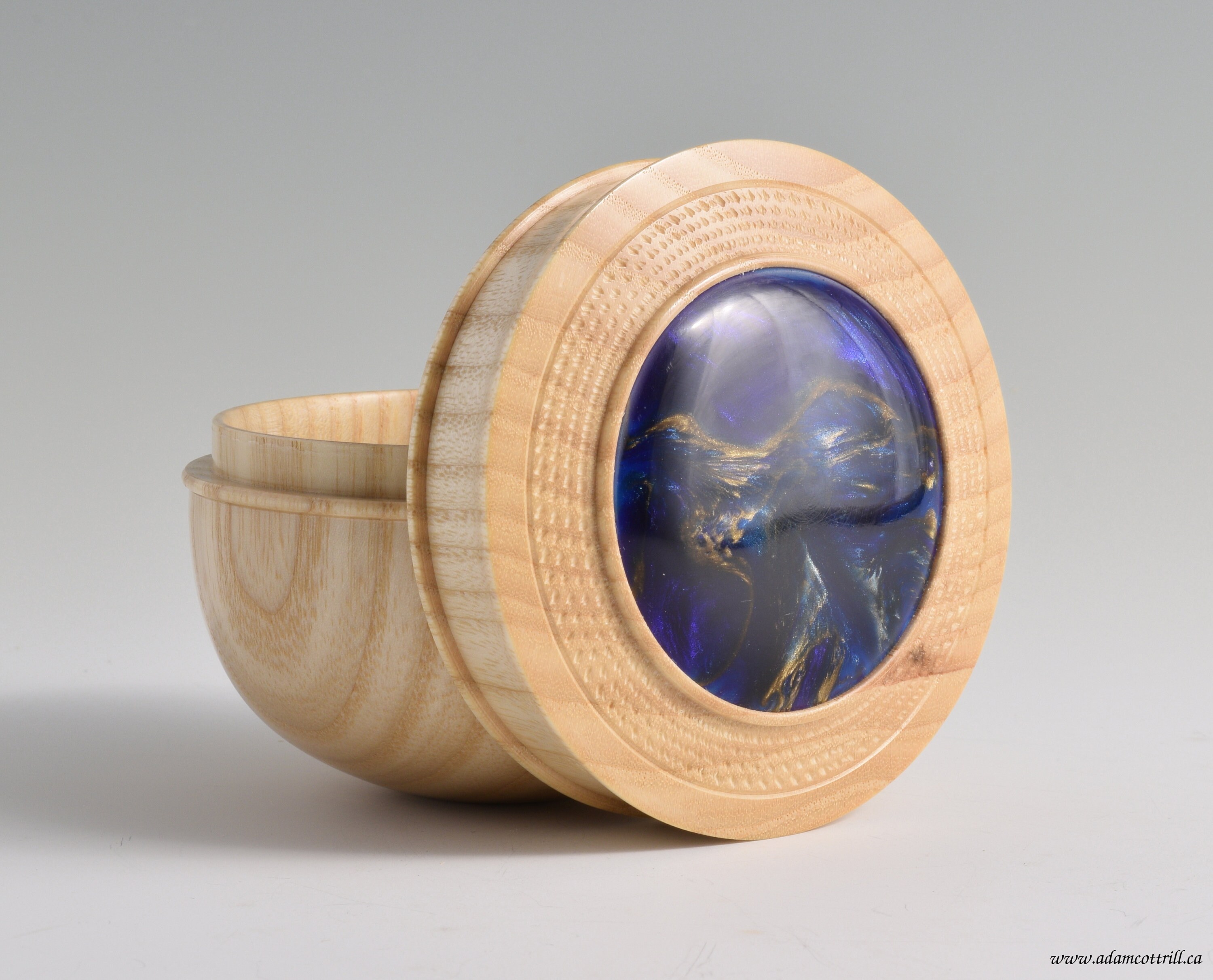 Handmade Turned White Ash Keepsake Box With Pearlescent Inlay | Etsy