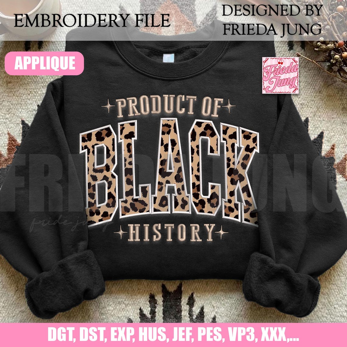 APPLIQUE Embroidery Design File: Product of Black History, Black ...