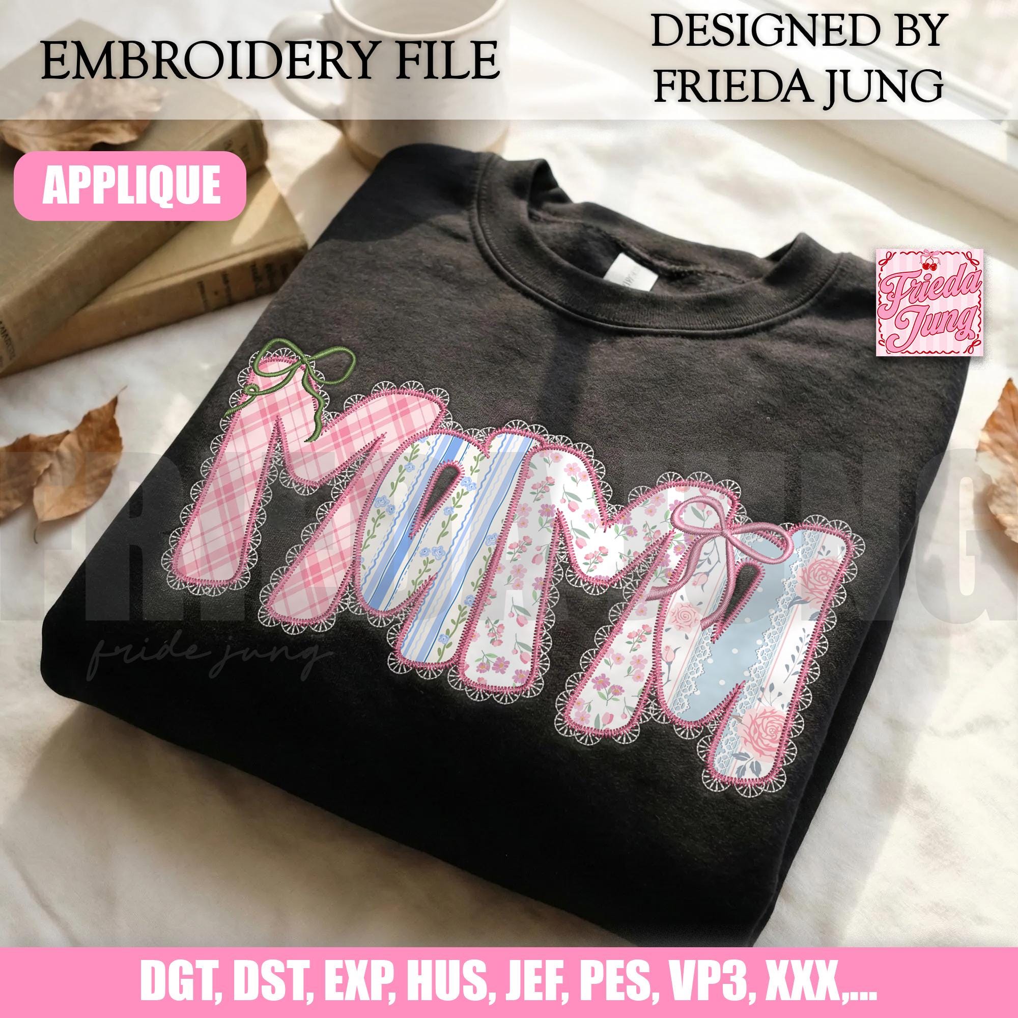 APPLIQUE Embroidery Design File: Mama Lace Applique Design, Floral ...