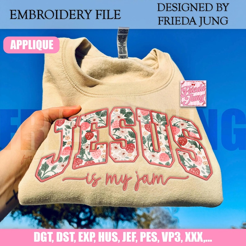 APPLIQUE Embroidery Design File: Jesus is My Jam, Christian Gift, Jesus ...