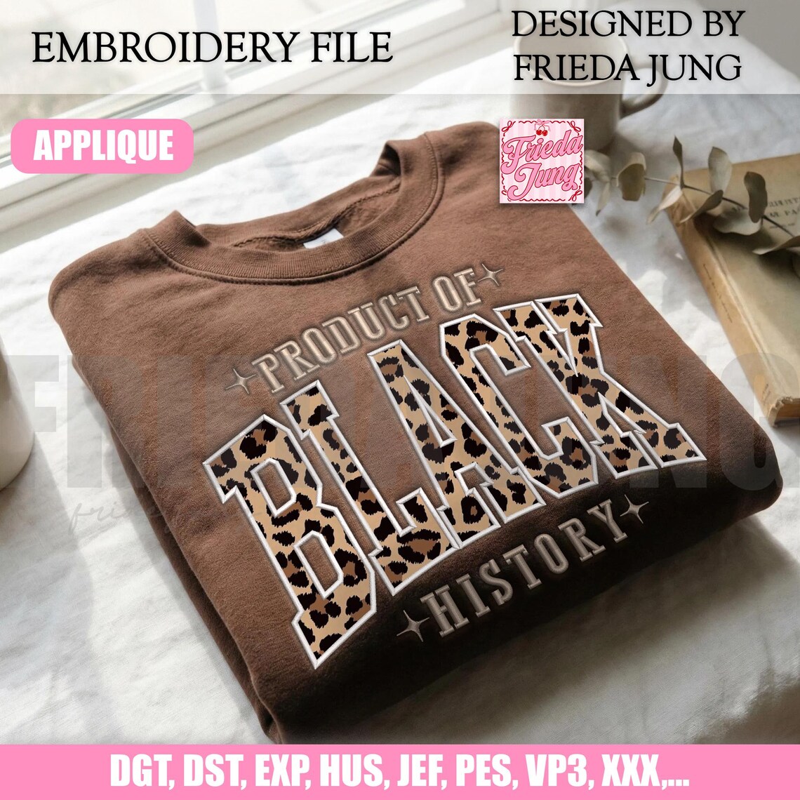 APPLIQUE Embroidery Design File: Product of Black History, Black ...