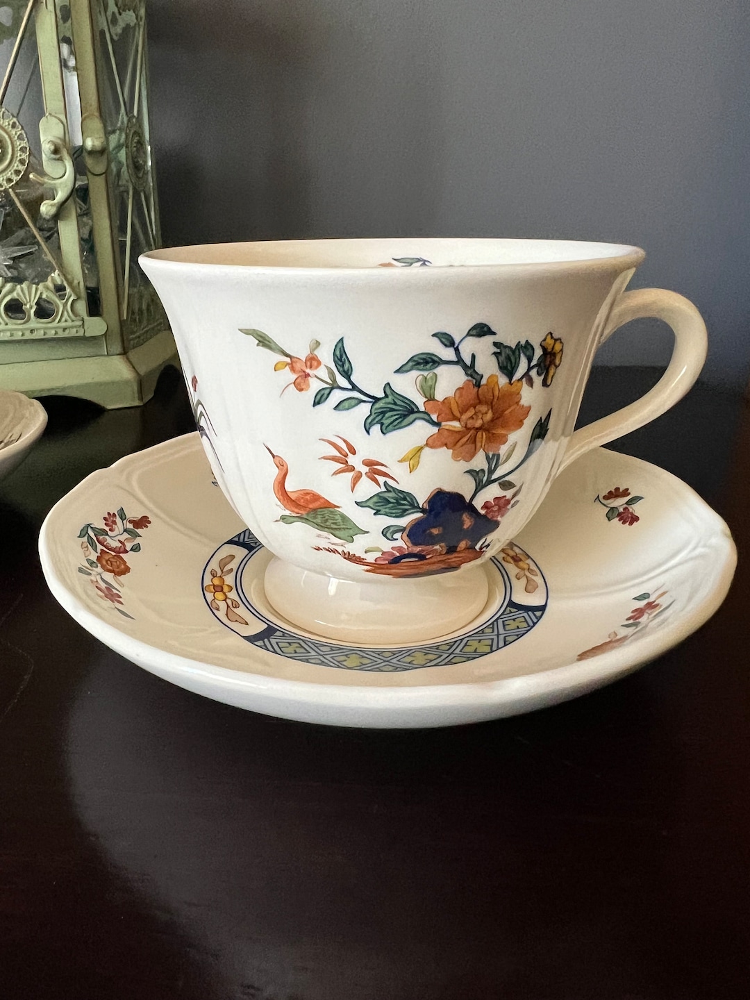2 Vintage Gorgeous Wedgwood Teacup and Saucer Chinese Teal Pattern ...