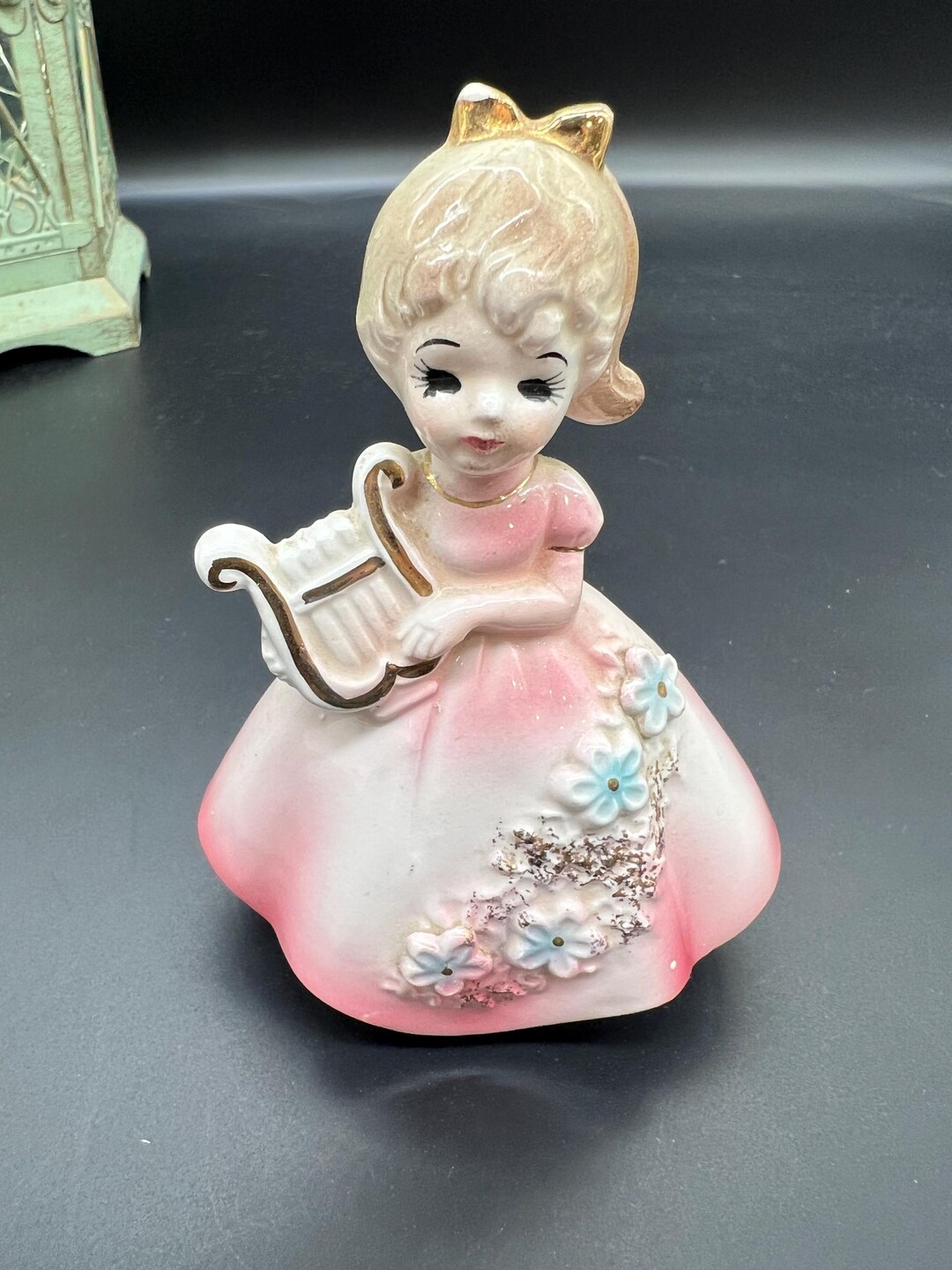 Vintage Lefton Girl With Harp Figurine, Made in Japan - Etsy
