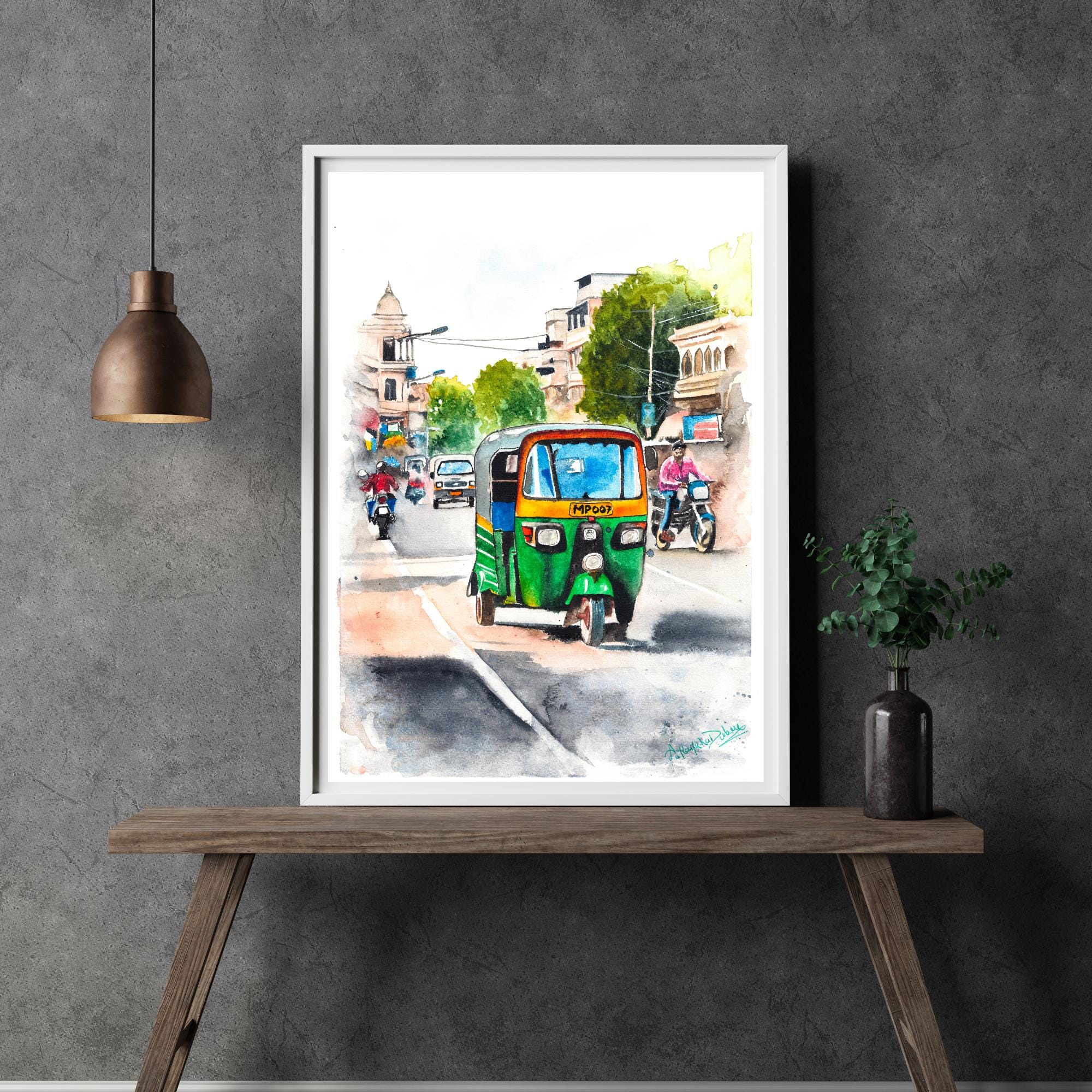 Vibrant Indian Auto Rickshaw | High-quality Art Print | Perfect for ...
