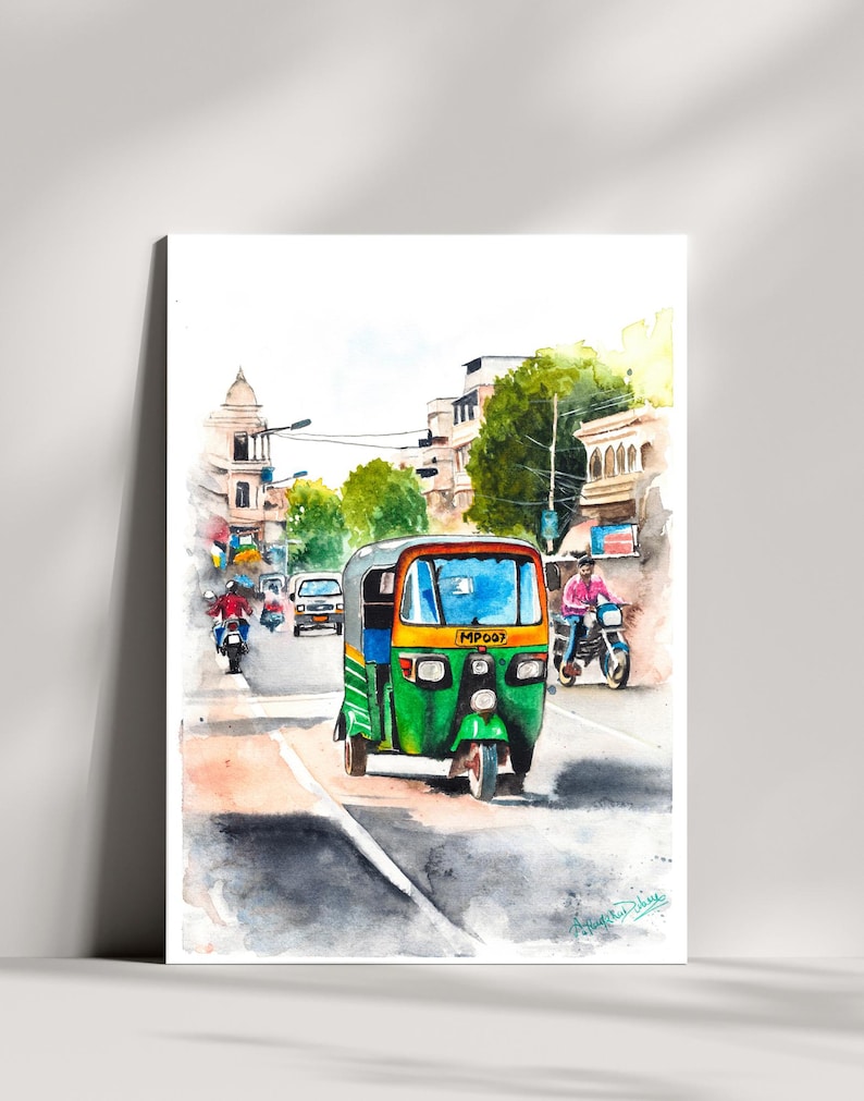 Vibrant Indian Auto Rickshaw | High-quality Art Print | Perfect for ...