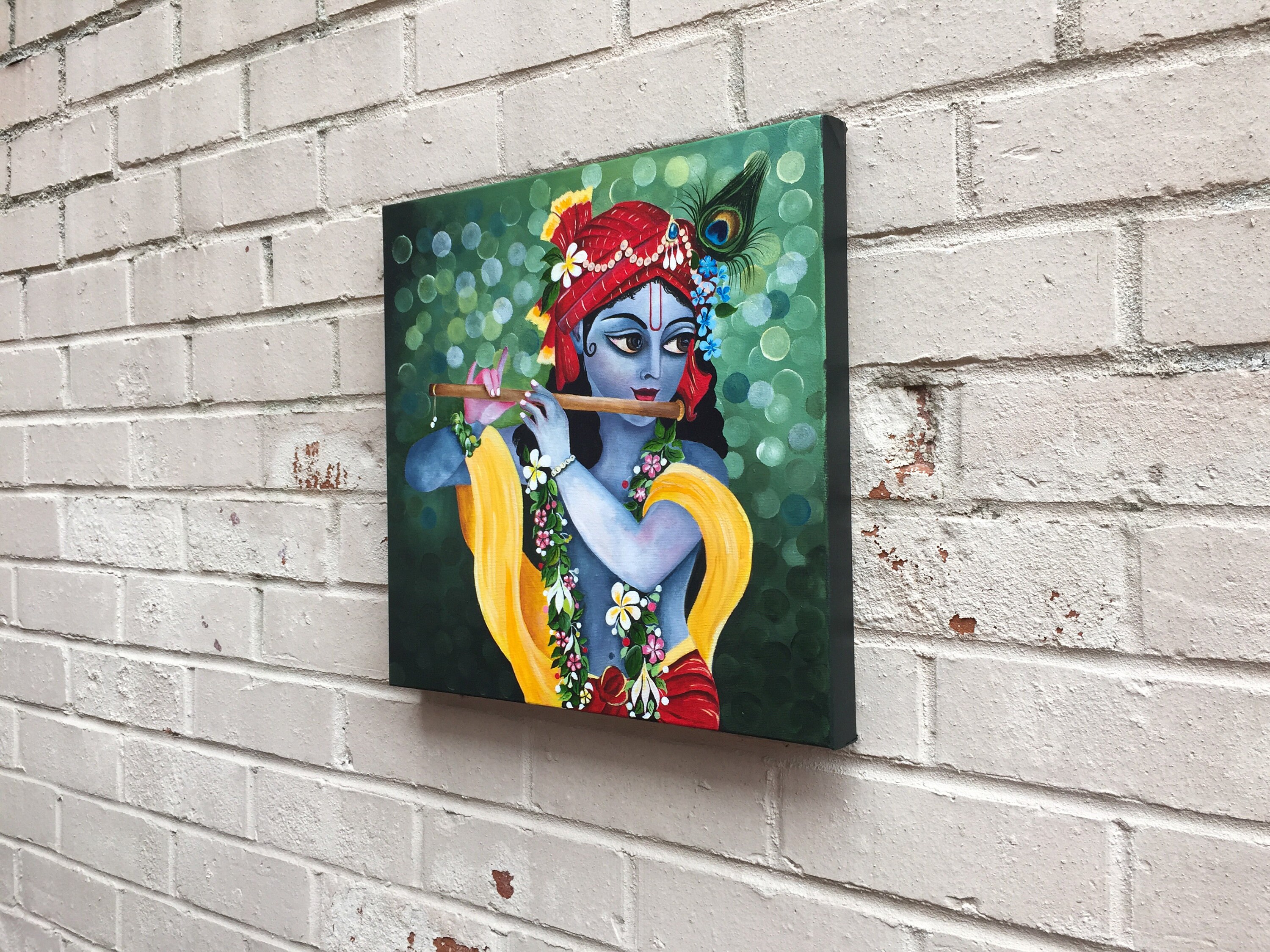 Krishna Painting Acrylic Painting on Canvas Deep Edge | Etsy India
