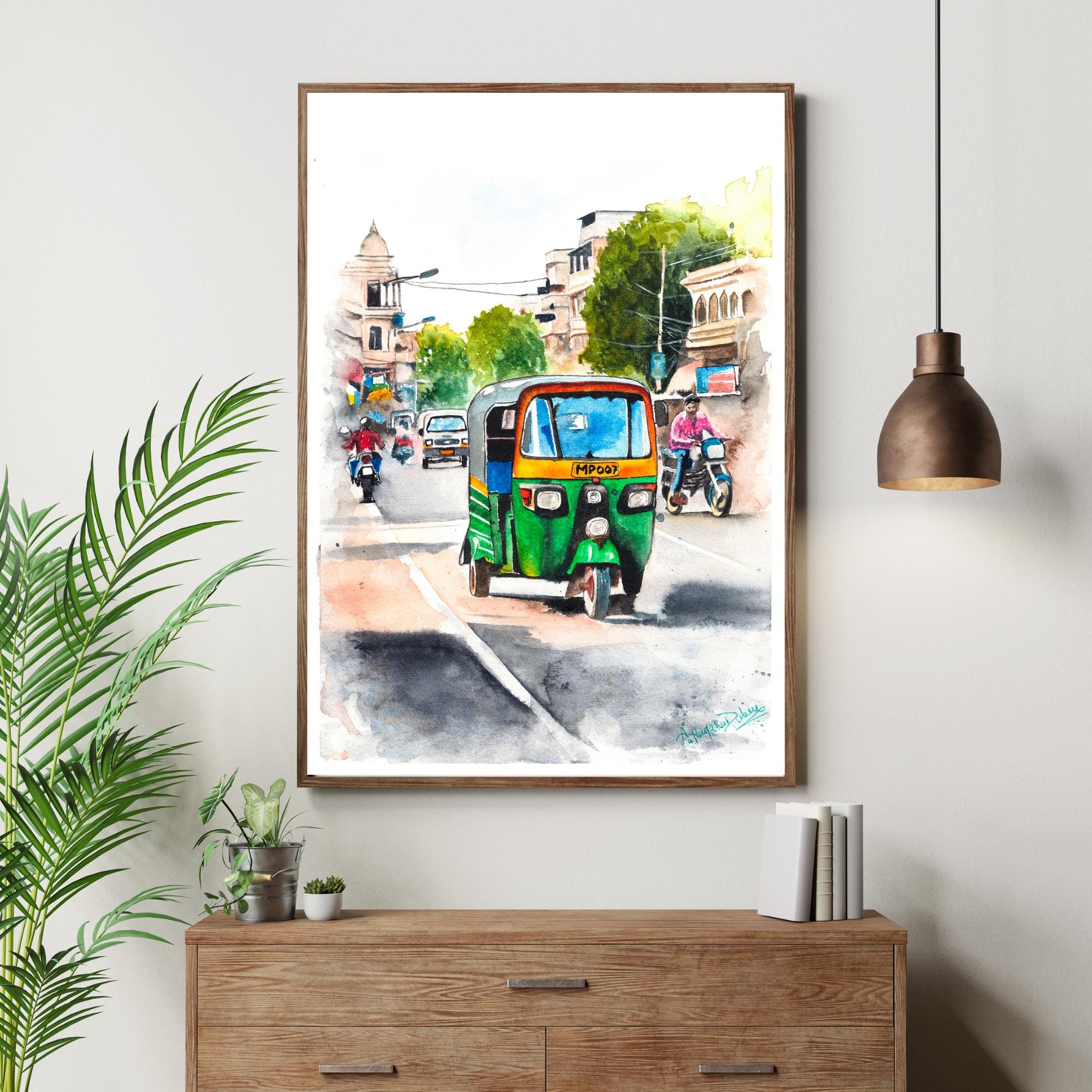 Vibrant Indian Auto Rickshaw | High-quality Art Print | Perfect for ...