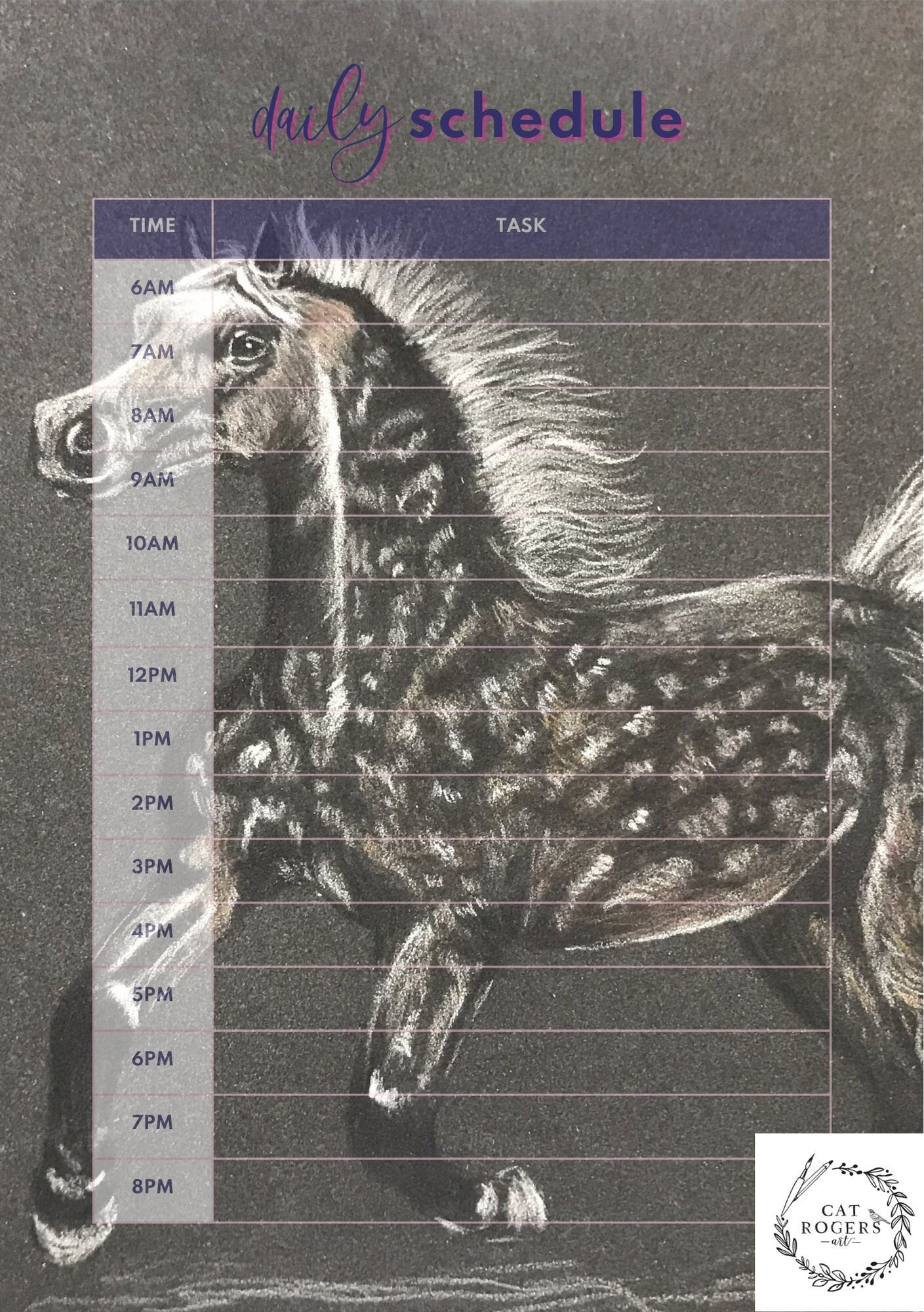Printable Horse Daily Schedule Horse Planner Hour by Hour Stable ...