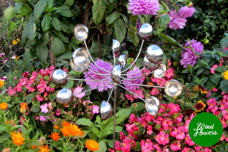 Wind Flower XI Kinetic Wind Spinner Yard Art Metal - Etsy