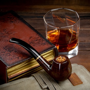 Whitluck's Handmade Wooden Tobacco Pipe With Waxed Canvas Pipe Roll ...