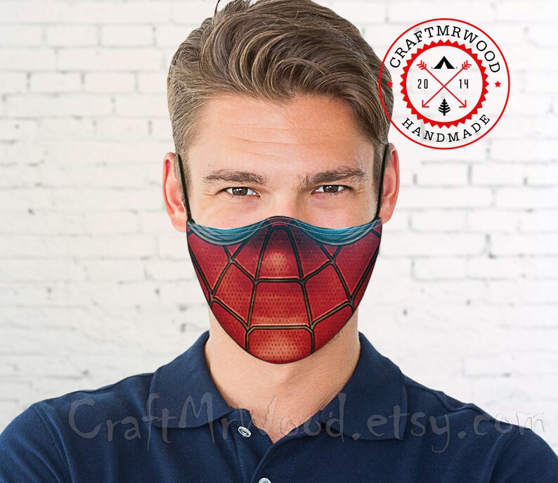 Spiderman Face Mask With Filter Pocket Insert Nose Wire Adults - Etsy