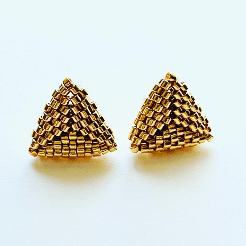 Beaded Triangle Earrings - Etsy