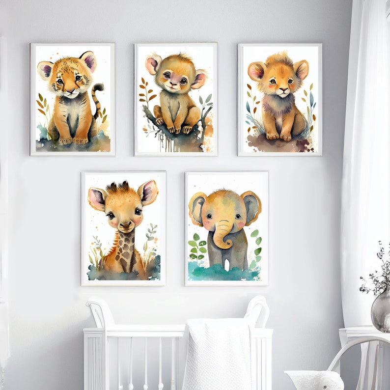 Watercolor Safari Animals Nursery Prints Digital Download - Etsy