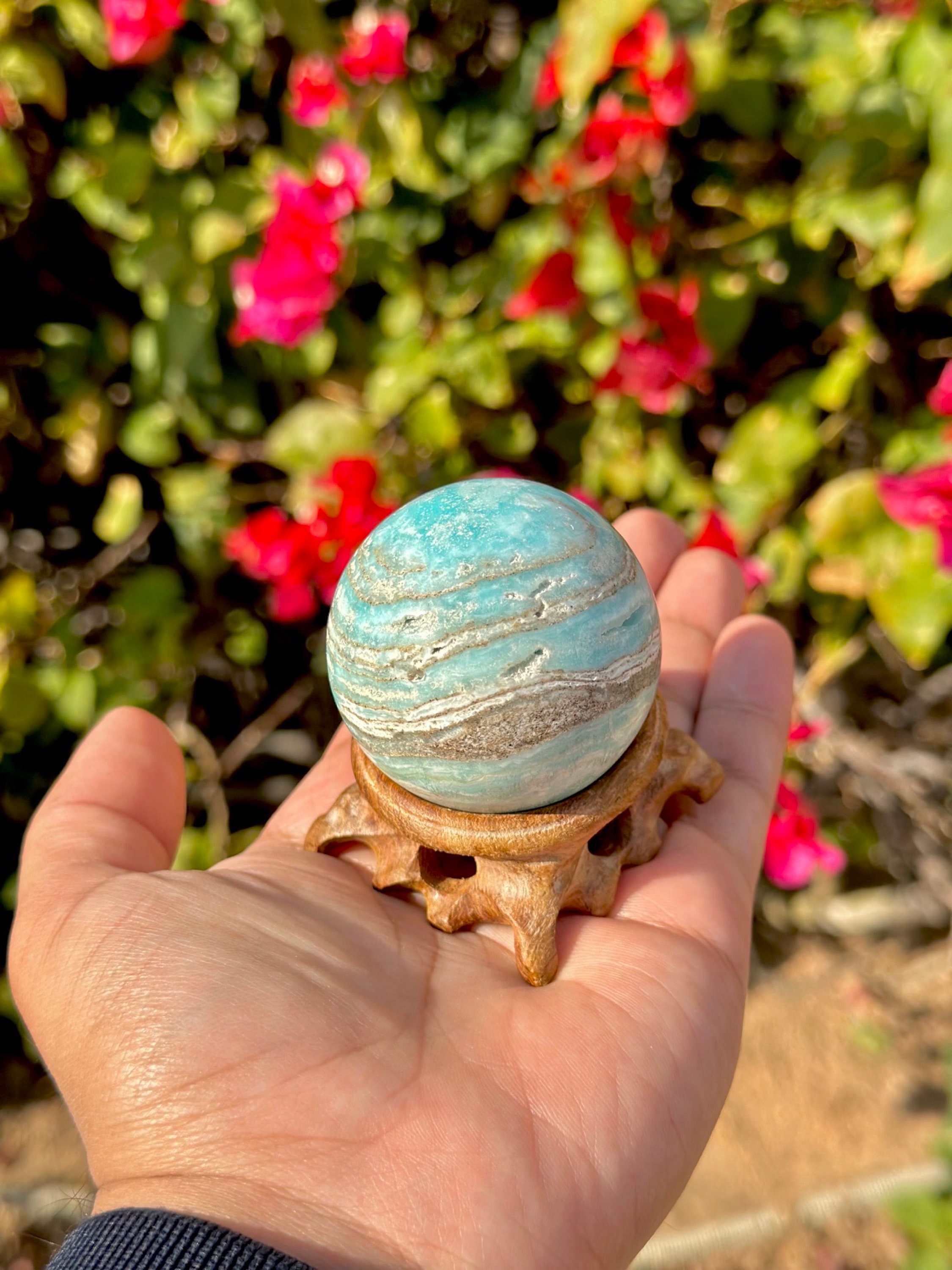 Rare Quality Caribbean Calcite Sphere cute Real Crystal Sphere Gemstone ...